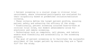 pre screening strategies in clinical trails | PPTX