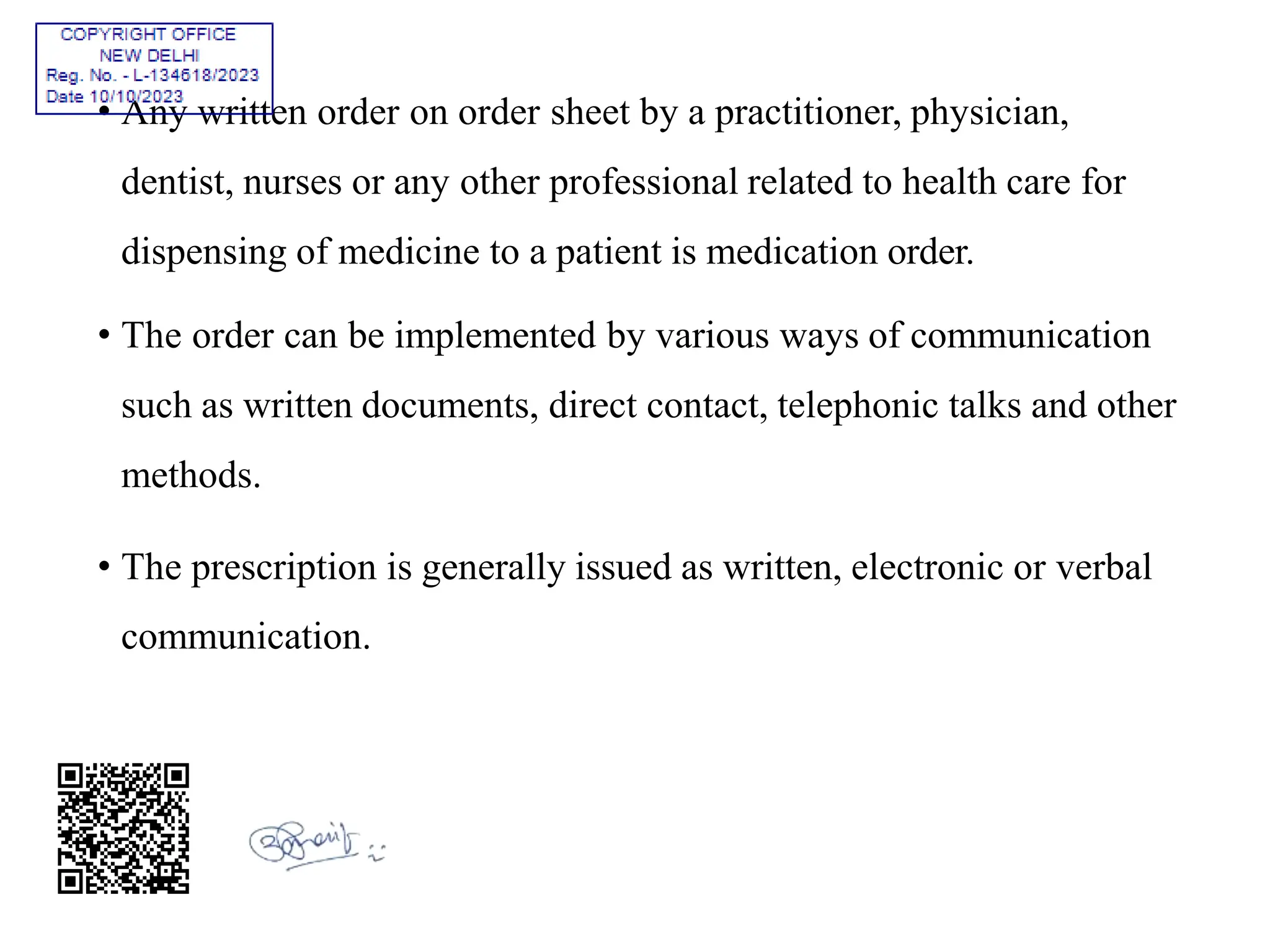 Prescribed medication order and communication skills | PPTX