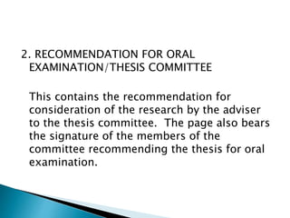 Prescribed Parts of the Thesis | PPTX