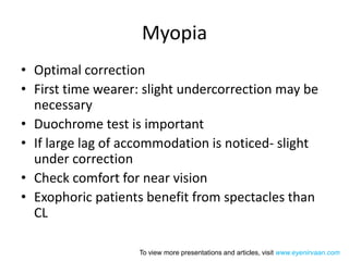 Prescribing for refractive errors - presentation at www.eyenirvaan.com