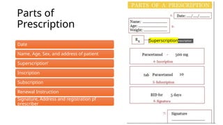 Prescription in Pharmacy. Parts of prescription. | PPTX