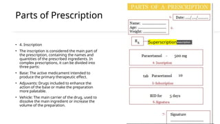 Prescription in Pharmacy. Parts of prescription. | PPTX