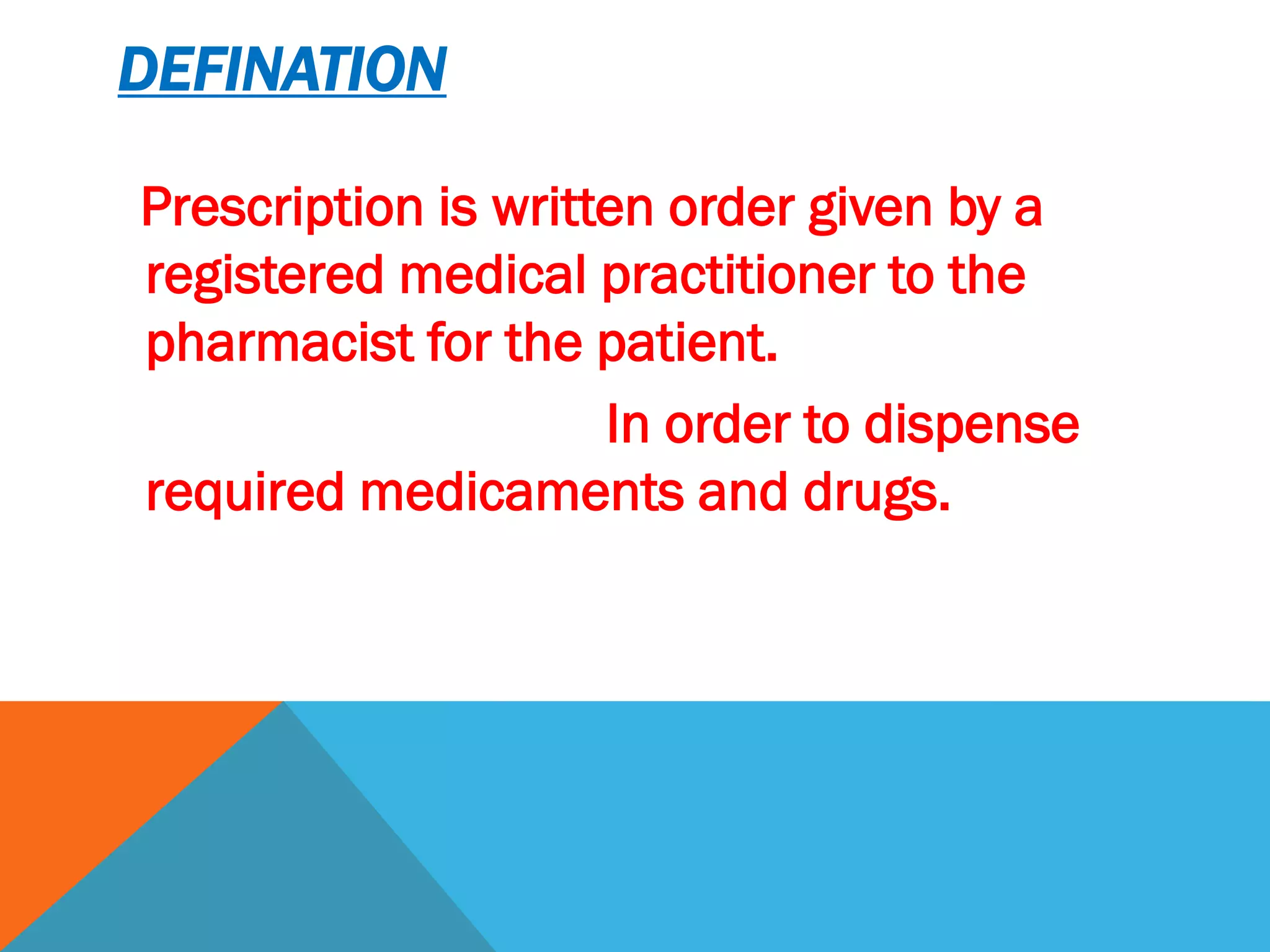 Prescription, Dispensing and Hospital Pharmacy | PPTX