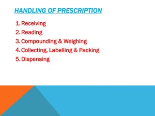 Prescription, Dispensing and Hospital Pharmacy | PPTX