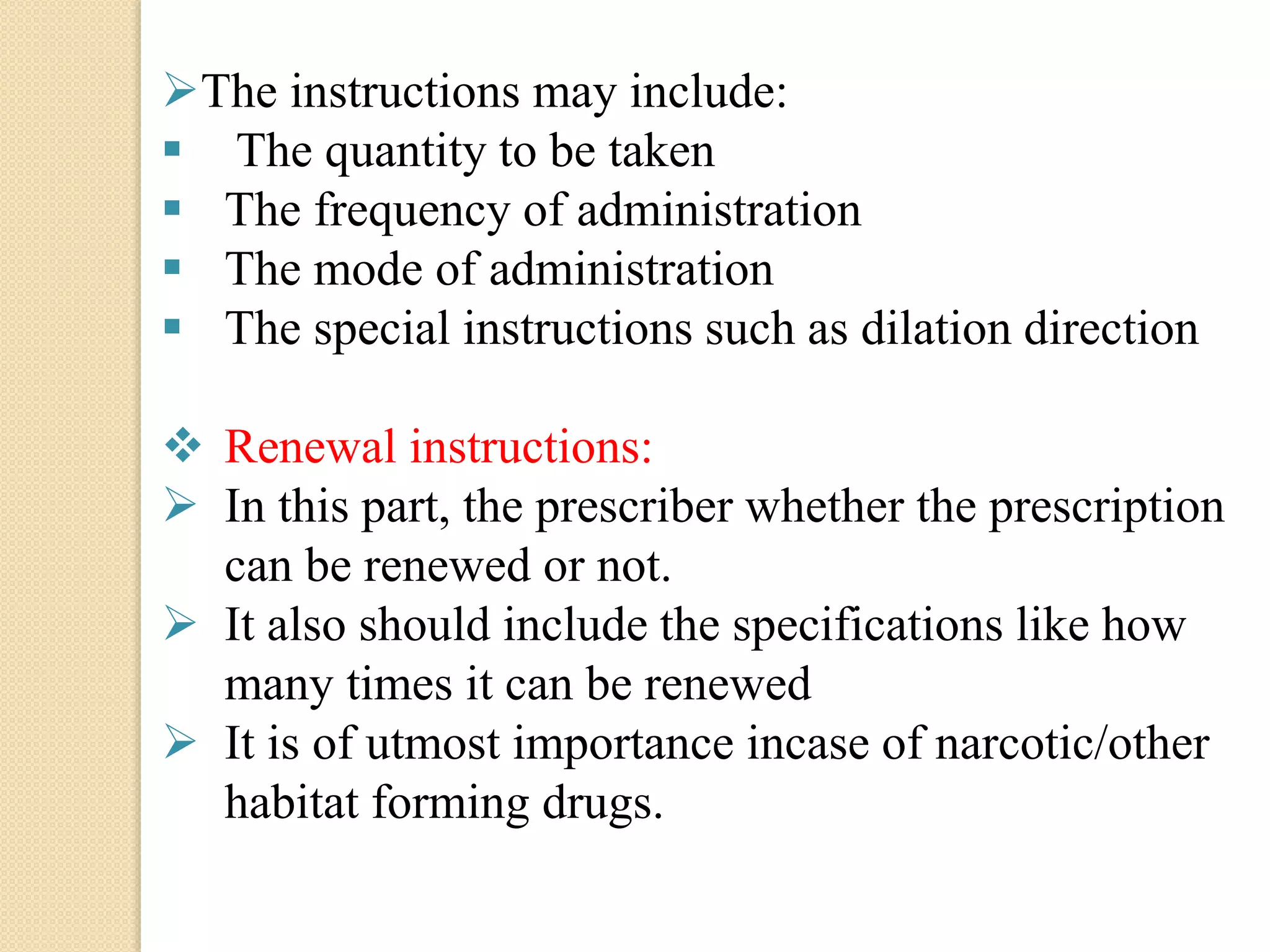 PARTS OF PRESCRIPTION AND HANDLING OF PRESCRIPTION | PPTX