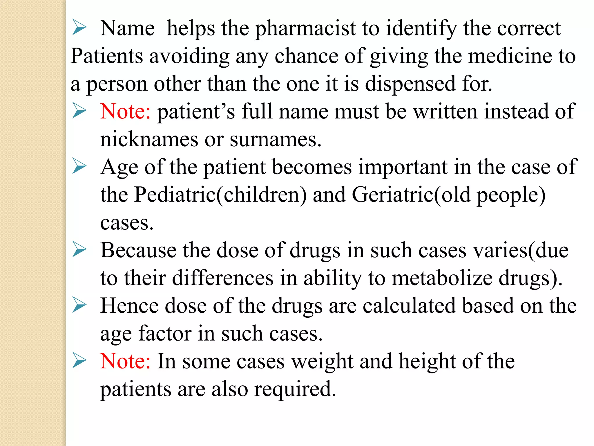 PARTS OF PRESCRIPTION AND HANDLING OF PRESCRIPTION | PPTX