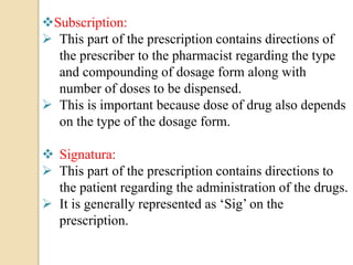 PARTS OF PRESCRIPTION AND HANDLING OF PRESCRIPTION | PPTX