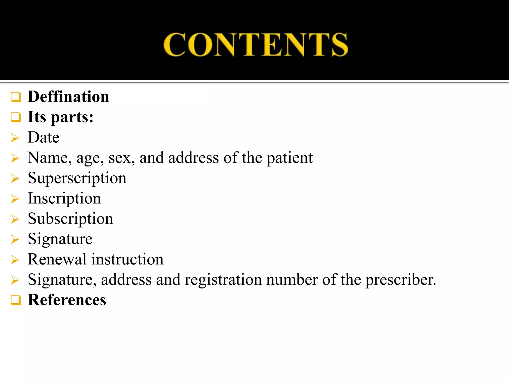 Parts of Prescription | PPTX | Pharmaceutical Drugs | Medical Health