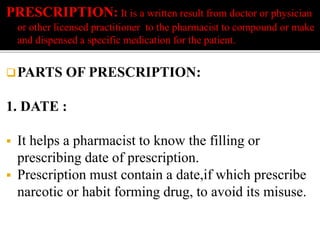 Parts of Prescription | PPTX | Pharmaceutical Drugs | Medical Health