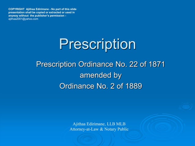 Law of Prescription | PPT