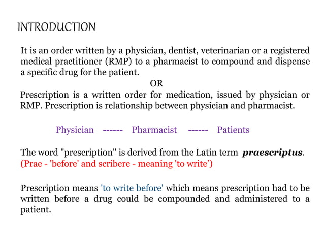 Prescription, Parts and Handling of Prescription.pptx | Pharmaceutical ...