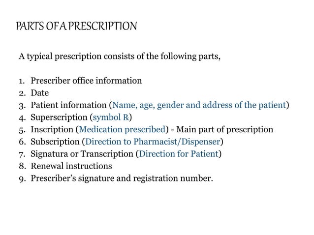 Prescription, Parts and Handling of Prescription.pptx | Pharmaceutical Industry | Industries