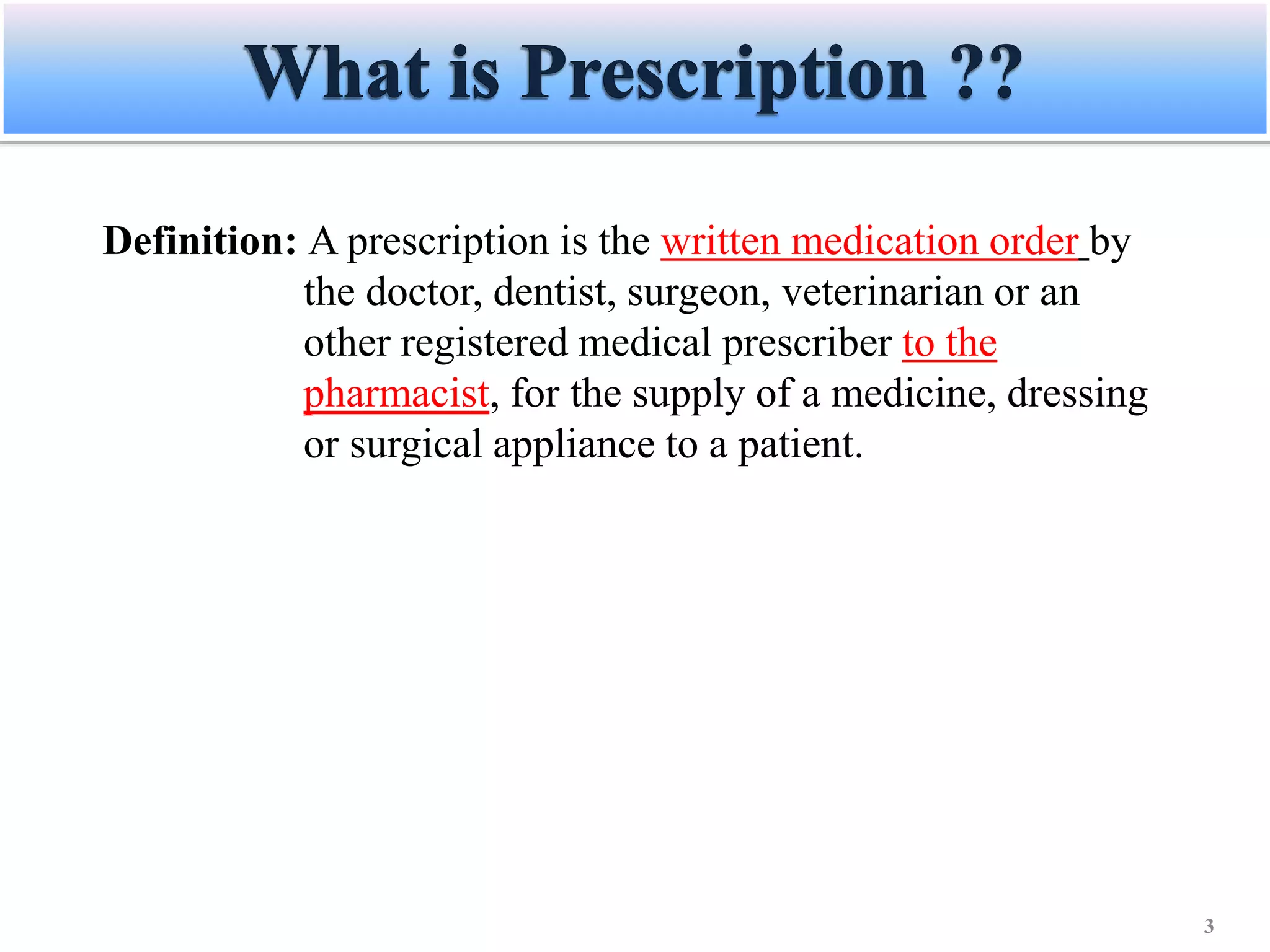 Parts Of Prescription | PPTX