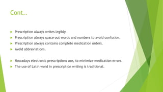 Prescription and its parts with prescription examples. | PPTX