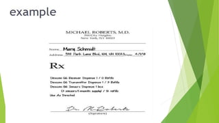 Prescription and its parts with prescription examples. | PPTX
