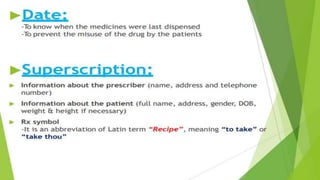 Prescription and its parts with prescription examples. | PPTX