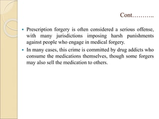 Prescription Forgery in Forensic Pharmacy | PPT