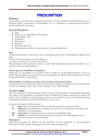 Prescription Writing MANIK | PDF