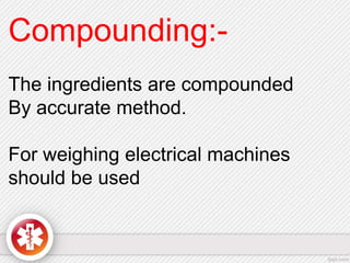 Basic principles of compounding and dispensing (Prescription) MANIK | PPTX
