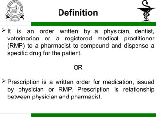 Prescription,types of prescription and parts of prescription | PPTX