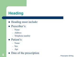 Prescription writing {Pharmacology} | PDF