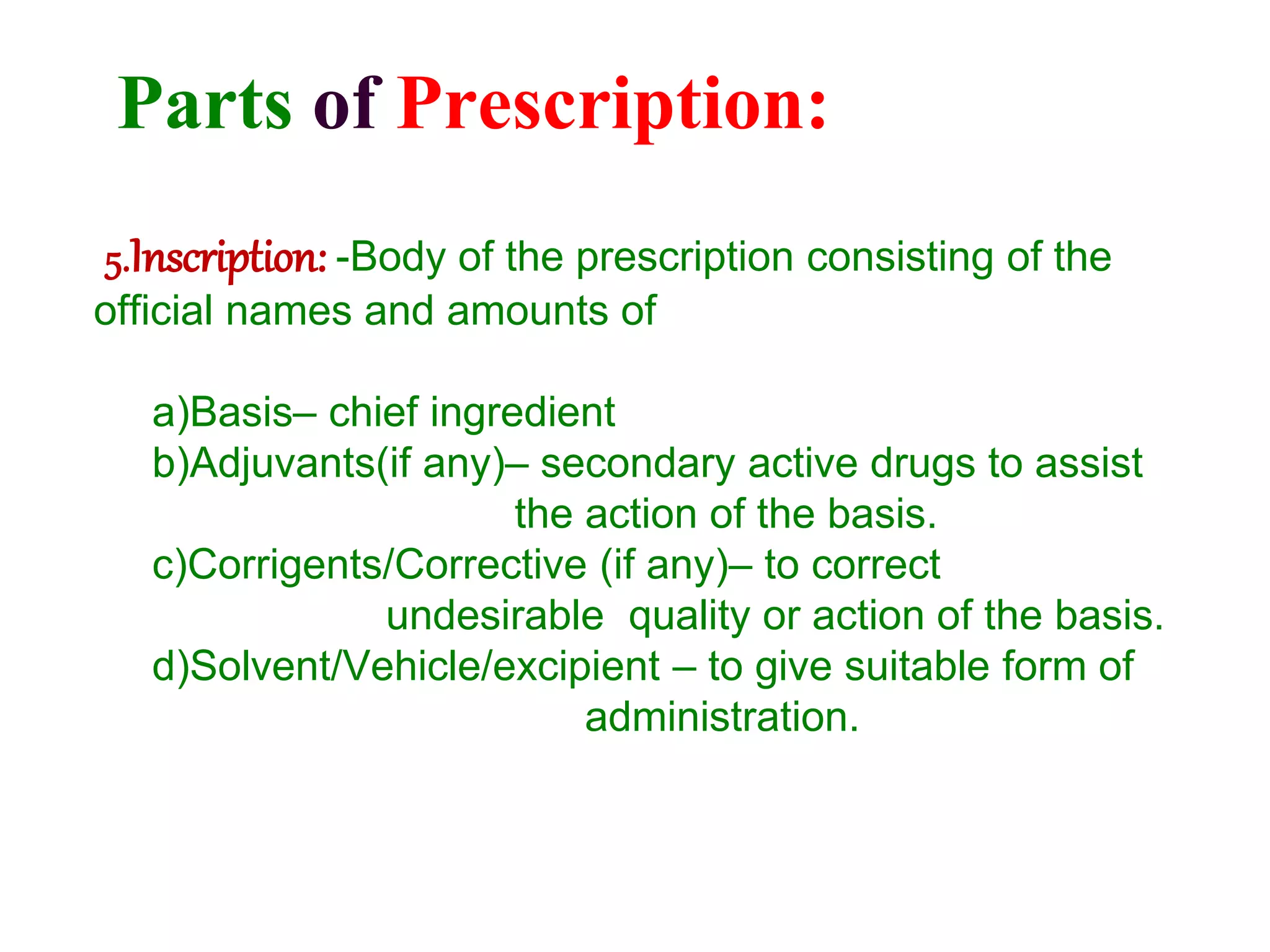 Prescription writing and parts of prescription | PPTX