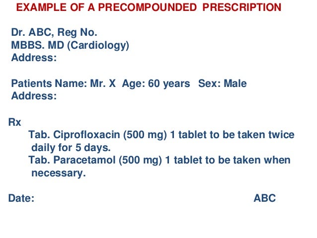 Prescription writing and parts of prescription