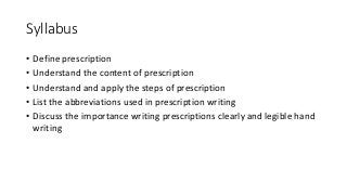 Prescription writng | PPTX