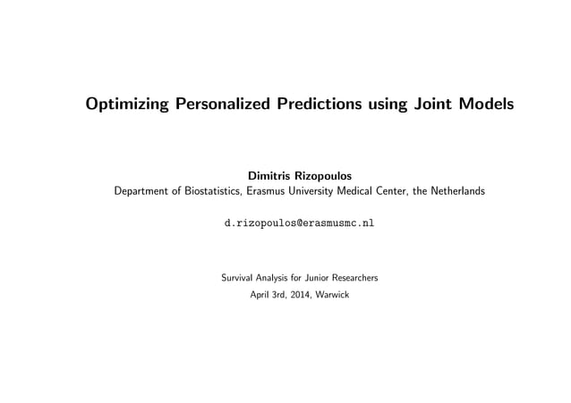 Combining Dynamic Predictions from Joint Models using Bayesian Model Averaging | PPT