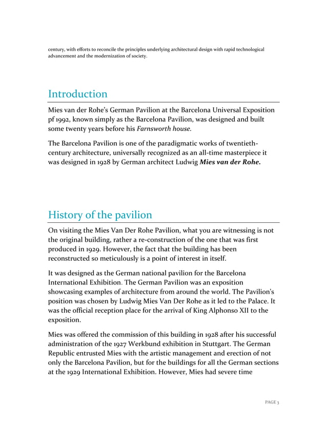 Precedence study: Barcelona Pavilion | PDF