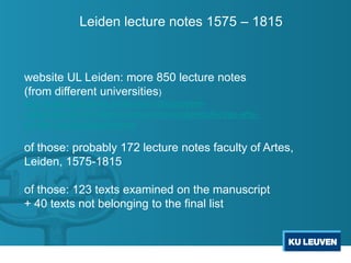 Leiden lecture notes 1575-1815 | PPT