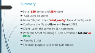 Avoid from SSH attacks | PPTX