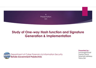 Study of One-way Hash function and Signature Generation ...