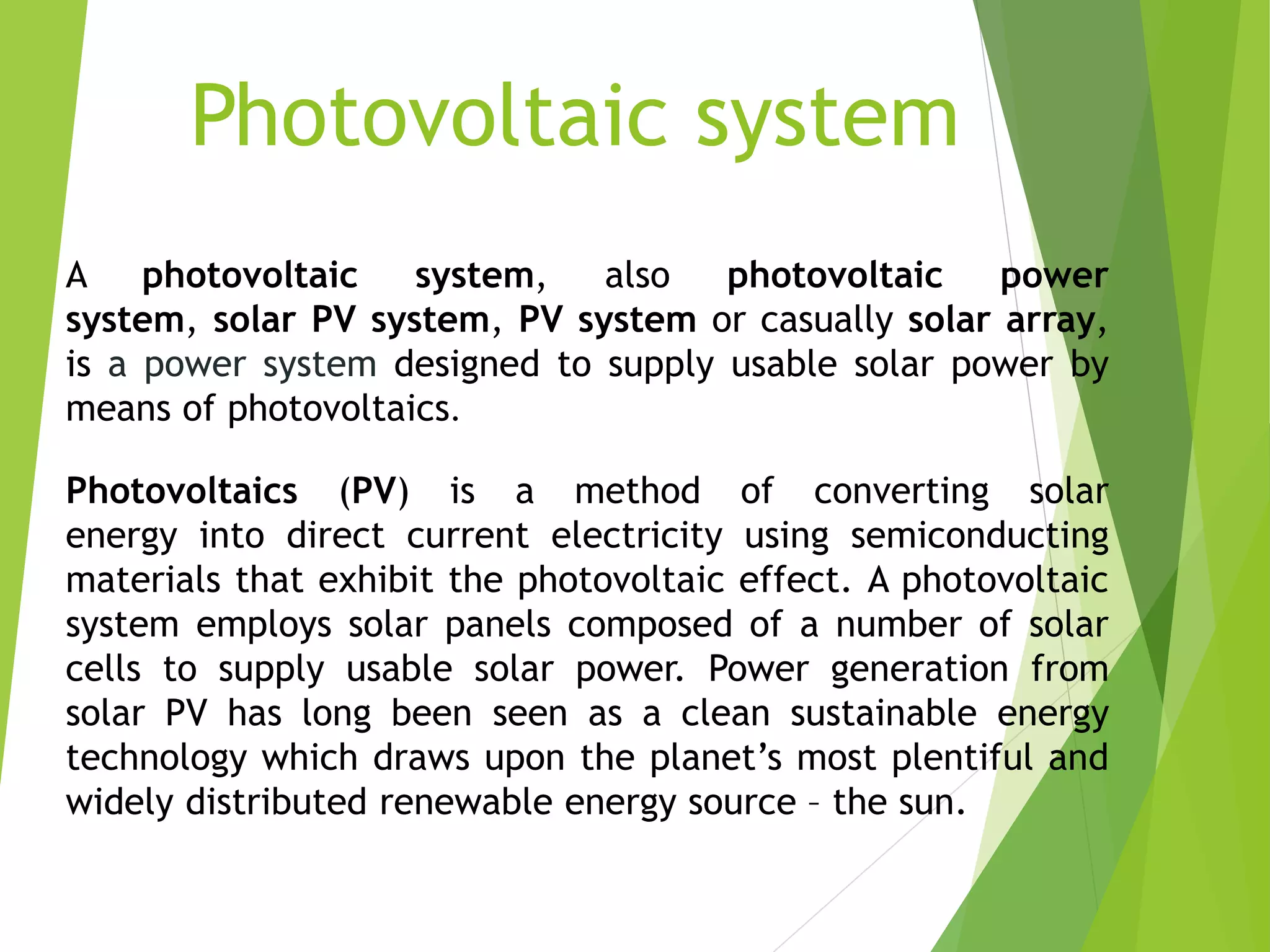 solar photovoltaic system | PPTX