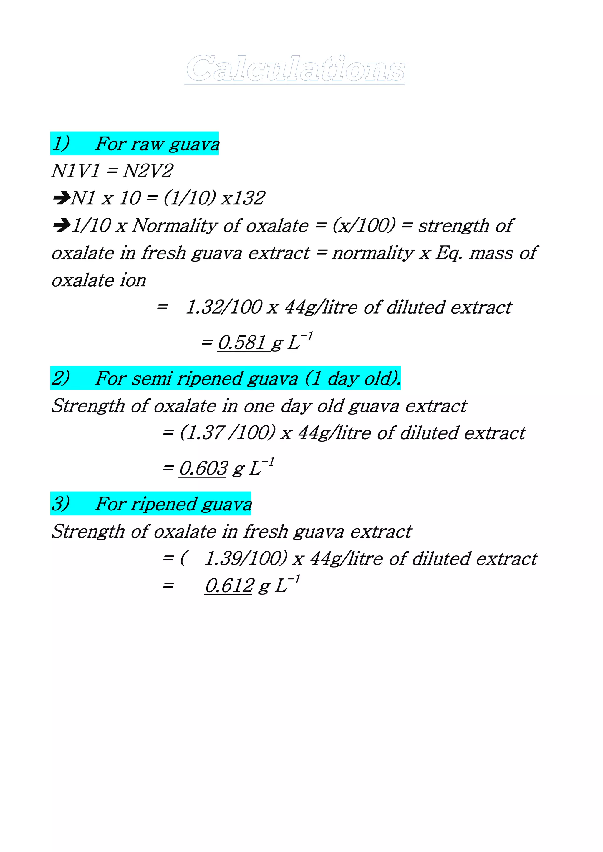 Presence Of Oxalate Ions In Guava | PDF