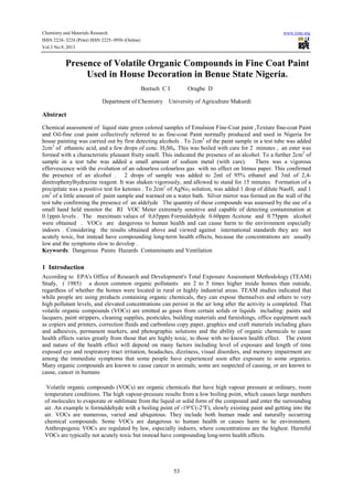 Presence of volatile organic compounds in fine coat paint used in house ...