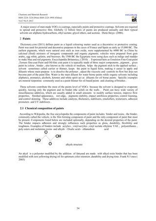 Presence of volatile organic compounds in fine coat paint used in house ...