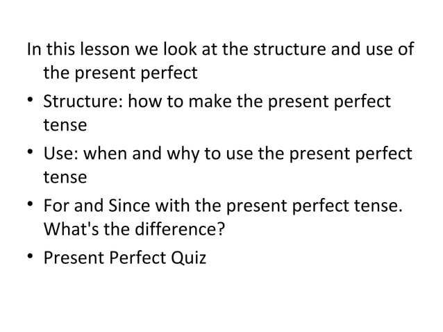 Present perfect tense | PPT