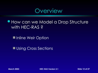 PRESENTATION MODELLING drop STRUCTURES WITH HEC RAS | PPT