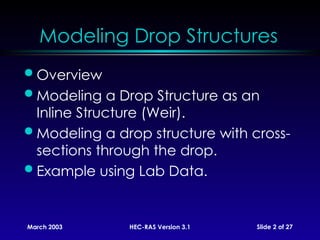 PRESENTATION MODELLING drop STRUCTURES WITH HEC RAS | PPT