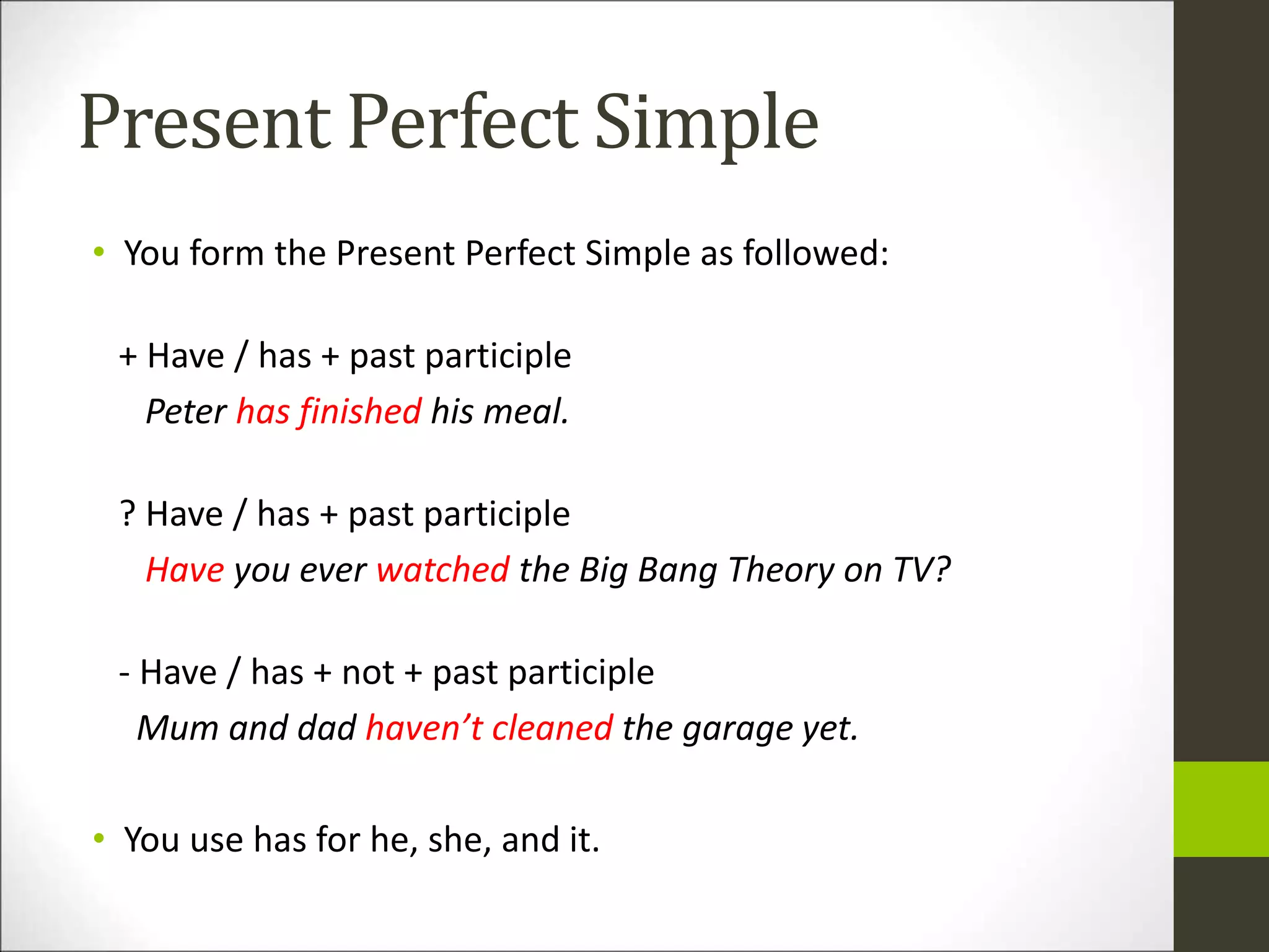 Present perfect-forms | PPT