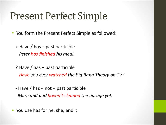 Present perfect-forms | PPT