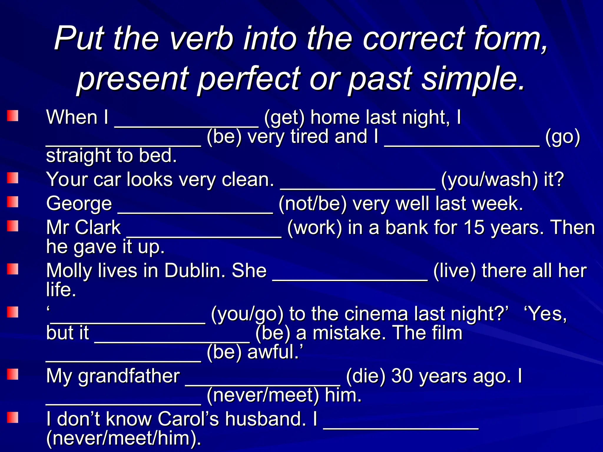 presentación del pasado perfecto simples | PPT