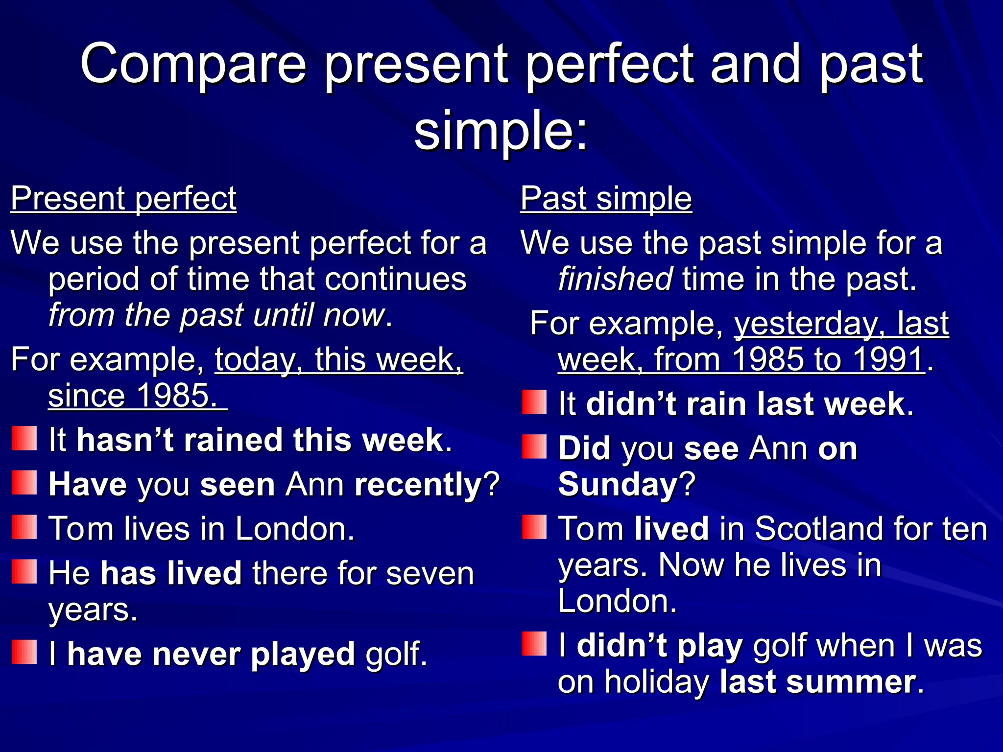presentación del pasado perfecto simples | PPT