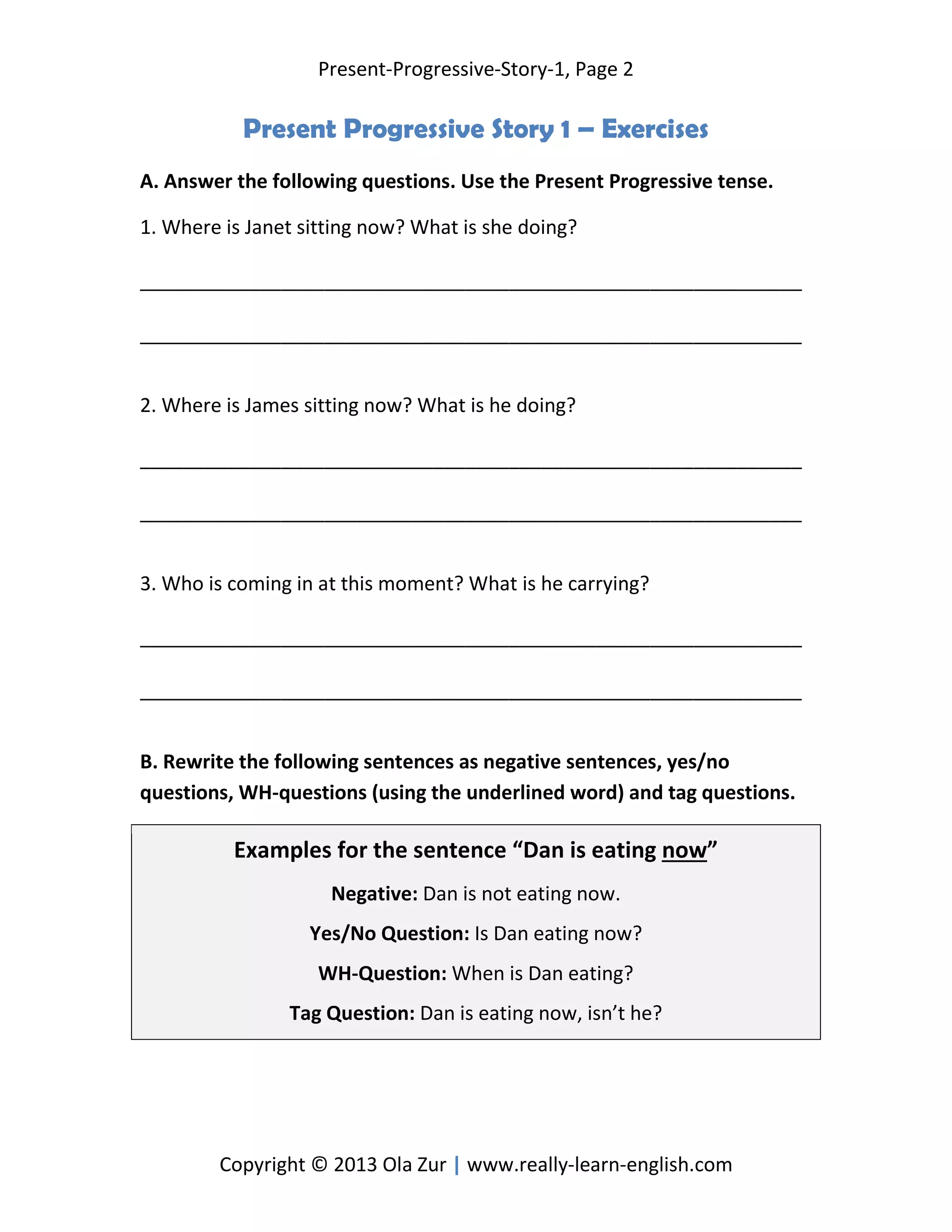 Present progressive-story-1 (1) | PDF