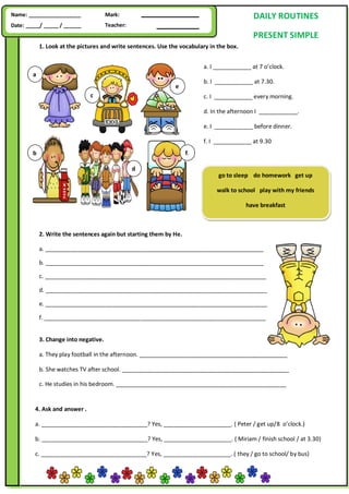 Present simple-daily-routines (!!!!!!!!) | PDF