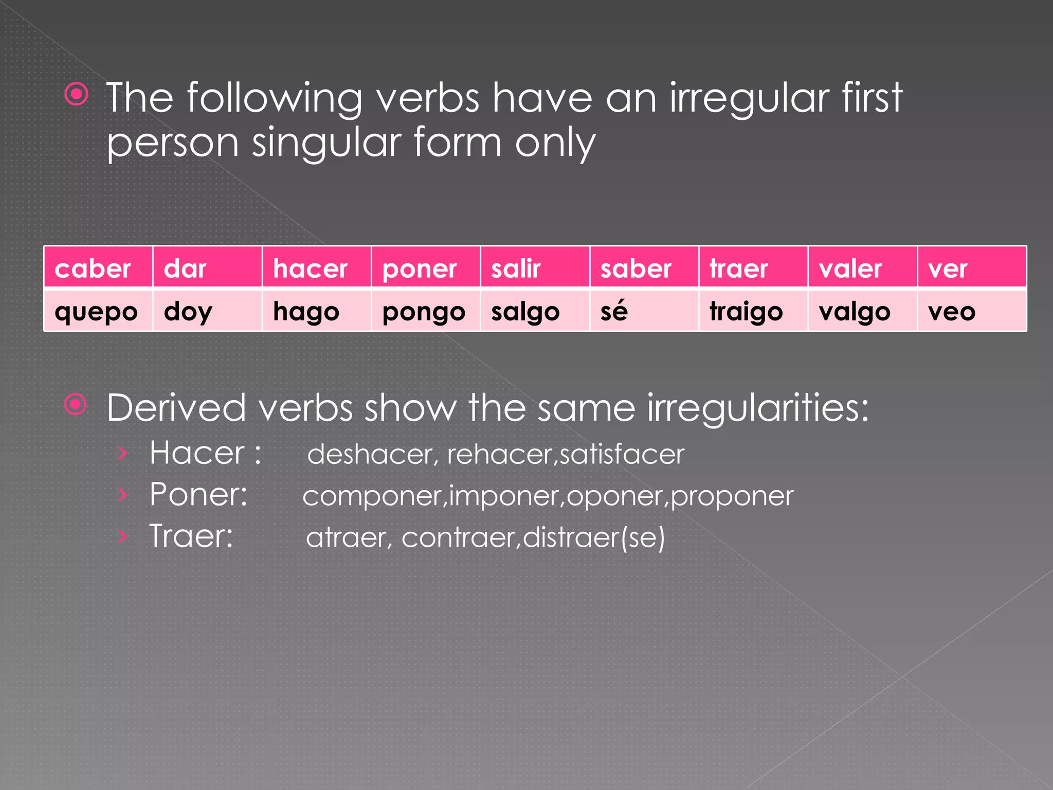 Present Tense: Stem-changing, Spell-changing and Irregular Verbs | PPT
