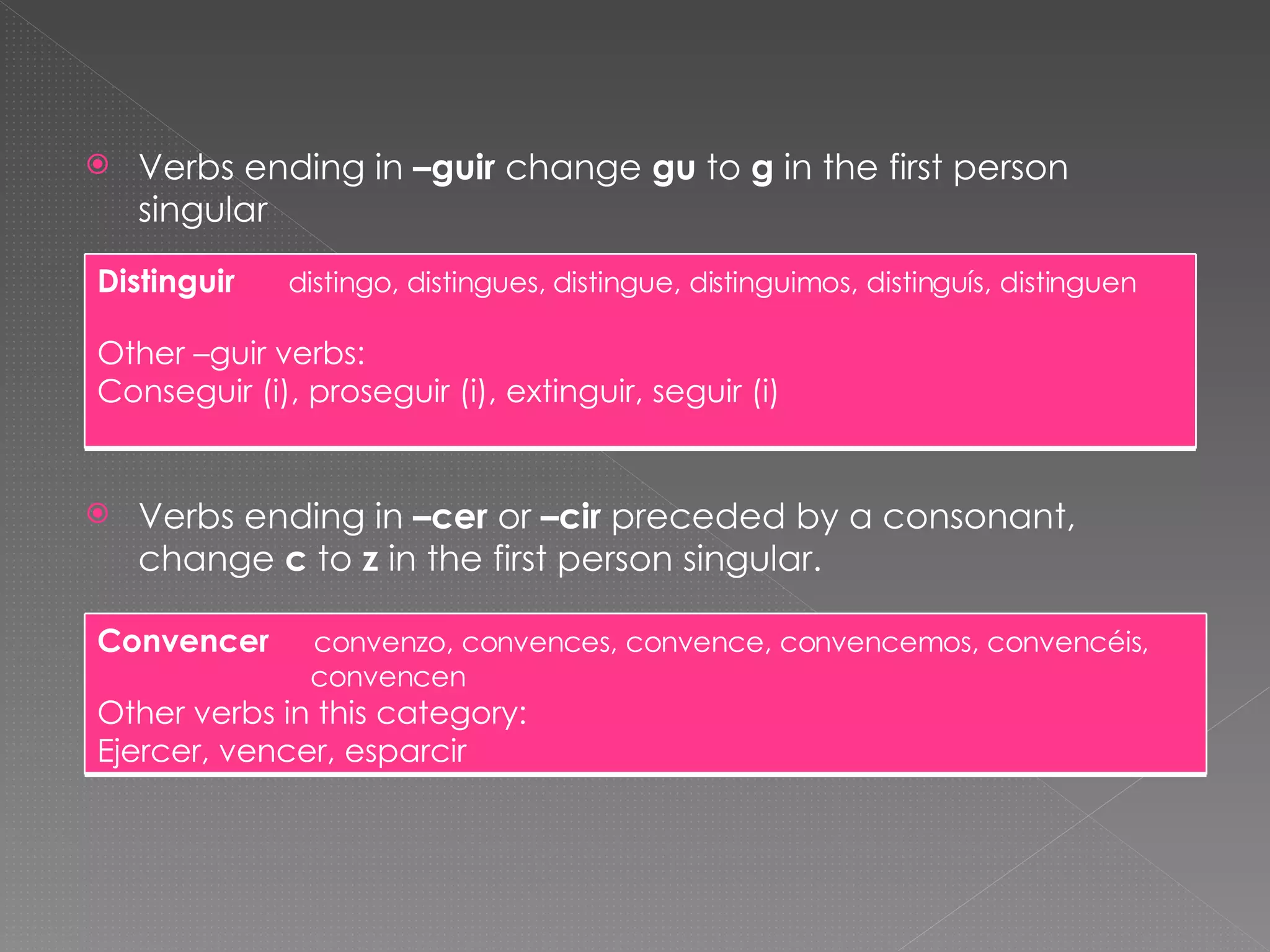 Present Tense: Stem-changing, Spell-changing and Irregular Verbs | PPT