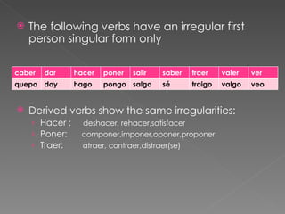 Present Tense: Stem-changing, Spell-changing and Irregular Verbs | PPS