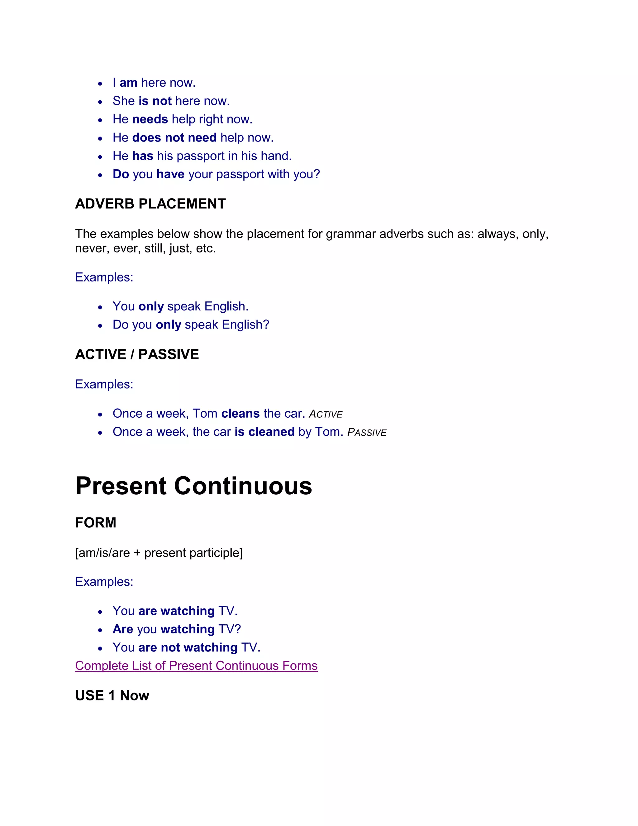 Present tenses | PDF